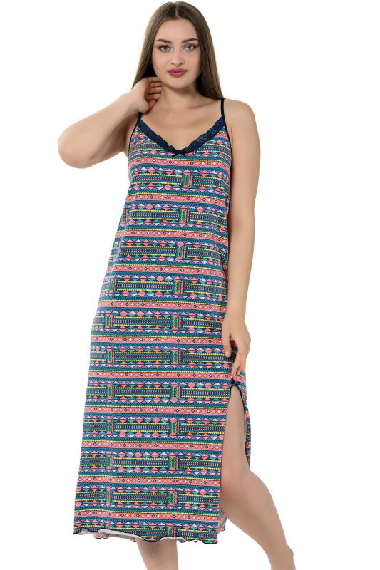 Moda Çizgi Bayan İp Askılı Uzun Gecelik 916 - modacizgi.com